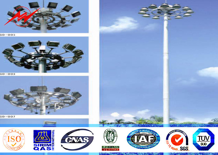 40M Gr65 Steel Tubular Pole / High Mast Light Pole Square Light Bracket ...